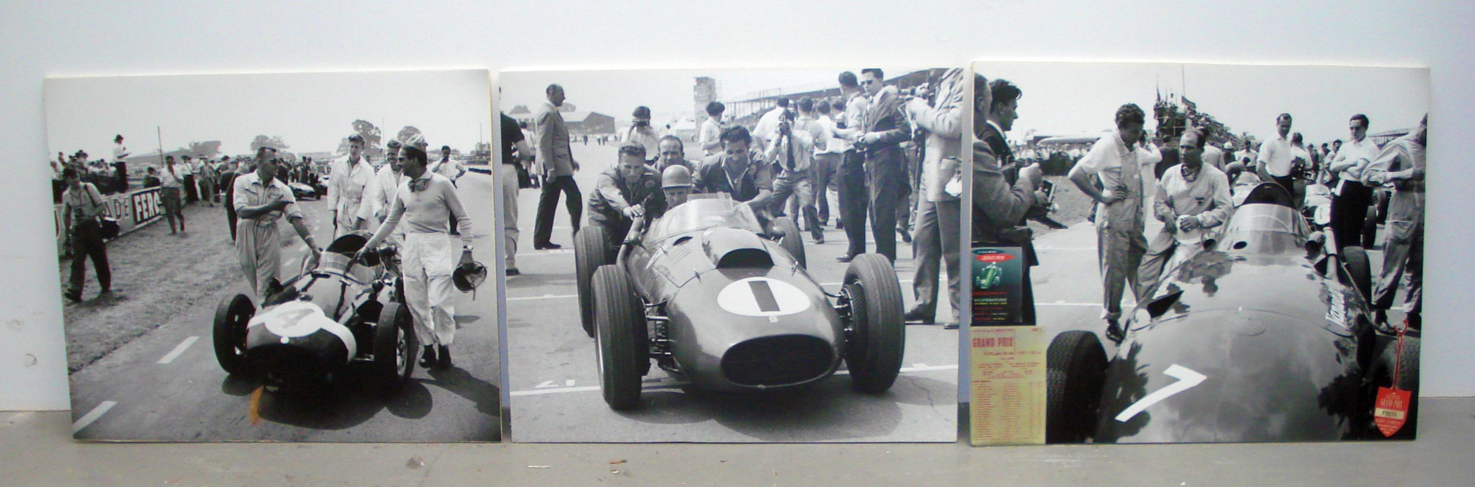 Bonhams Cars : Three large photographic motor racing prints,