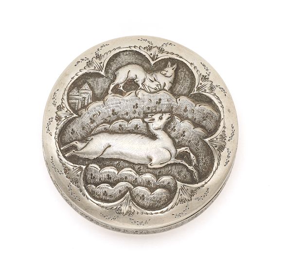 Bonhams : A Turkish silver box, stamped with Tughra mark, marks rubbed,