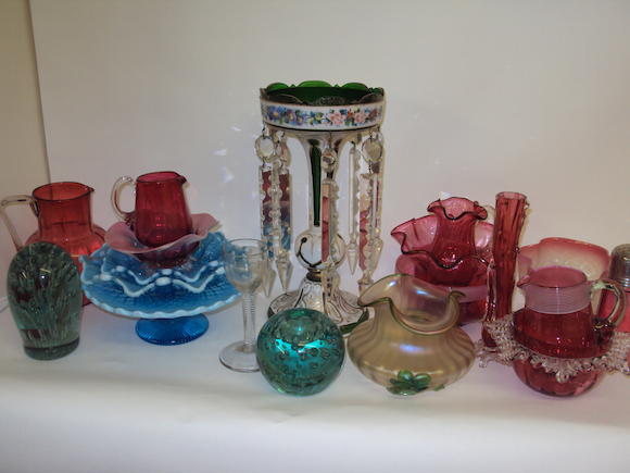 Bonhams A Small Collection Of Coloured Glasswares