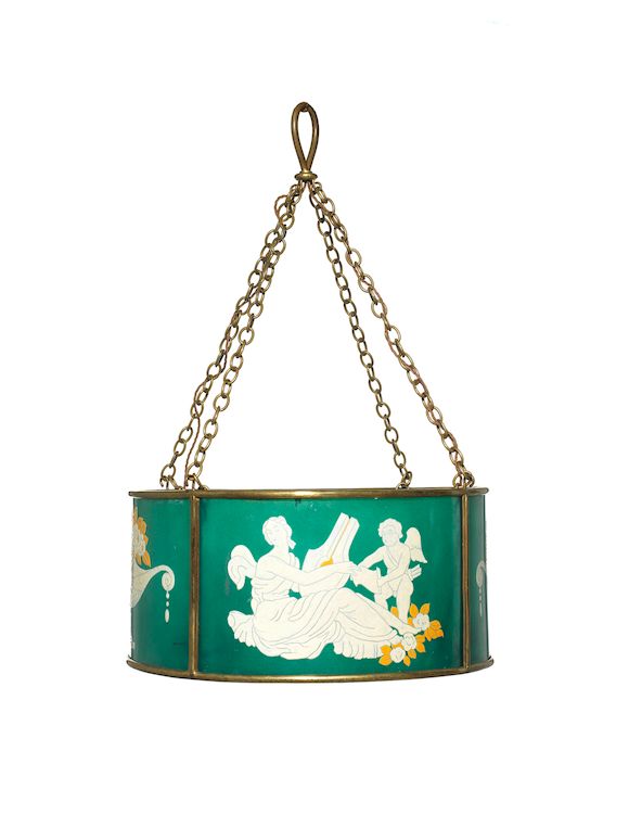 Bonhams : Ceiling Light attributed to Marcel Goupy circa 1930 enamelled ...