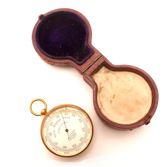 Bonhams : A cased pocket barometer, thermometer and compass By J Hicks ...