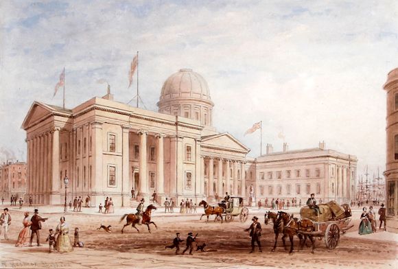 Bonhams : Thomas Hosmer Shepherd (British, 1793-1864) 'The Custom House ...