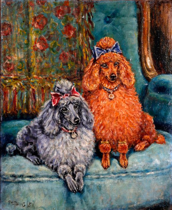 Bonhams : Frederick Thomas Daws (British, 1878-1956) Two poodles seated