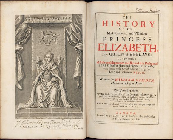 Bonhams : CAMDEN (WILLIAM) The History of the Most Renowned and Victorious Princess Elizabeth ...
