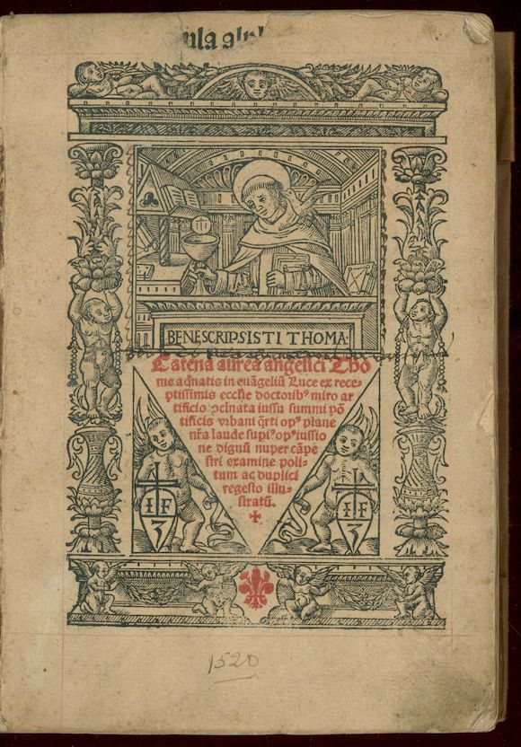 Bonhams : AQUINAS (THOMAS) Catena aurea angelice Thome Aquanatis in ...