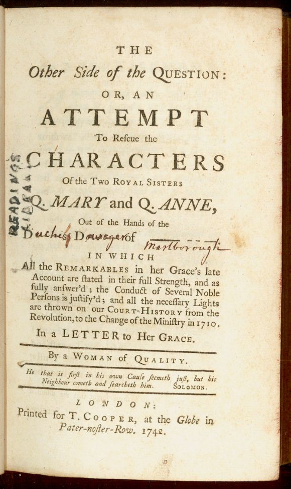 Bonhams : RALPH (JAMES) The Other Side of the Question: or, an Attempt ...