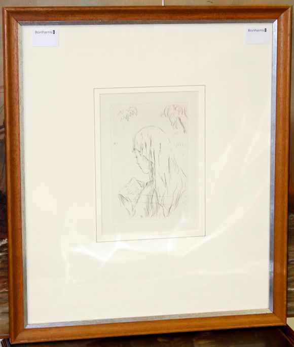 Bonhams : After Pierre Bonnard Girl reading restrike etching of the ...