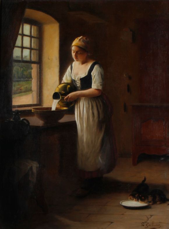 Bonhams : Louis Galliac (French, 1849-1934) The morning milk