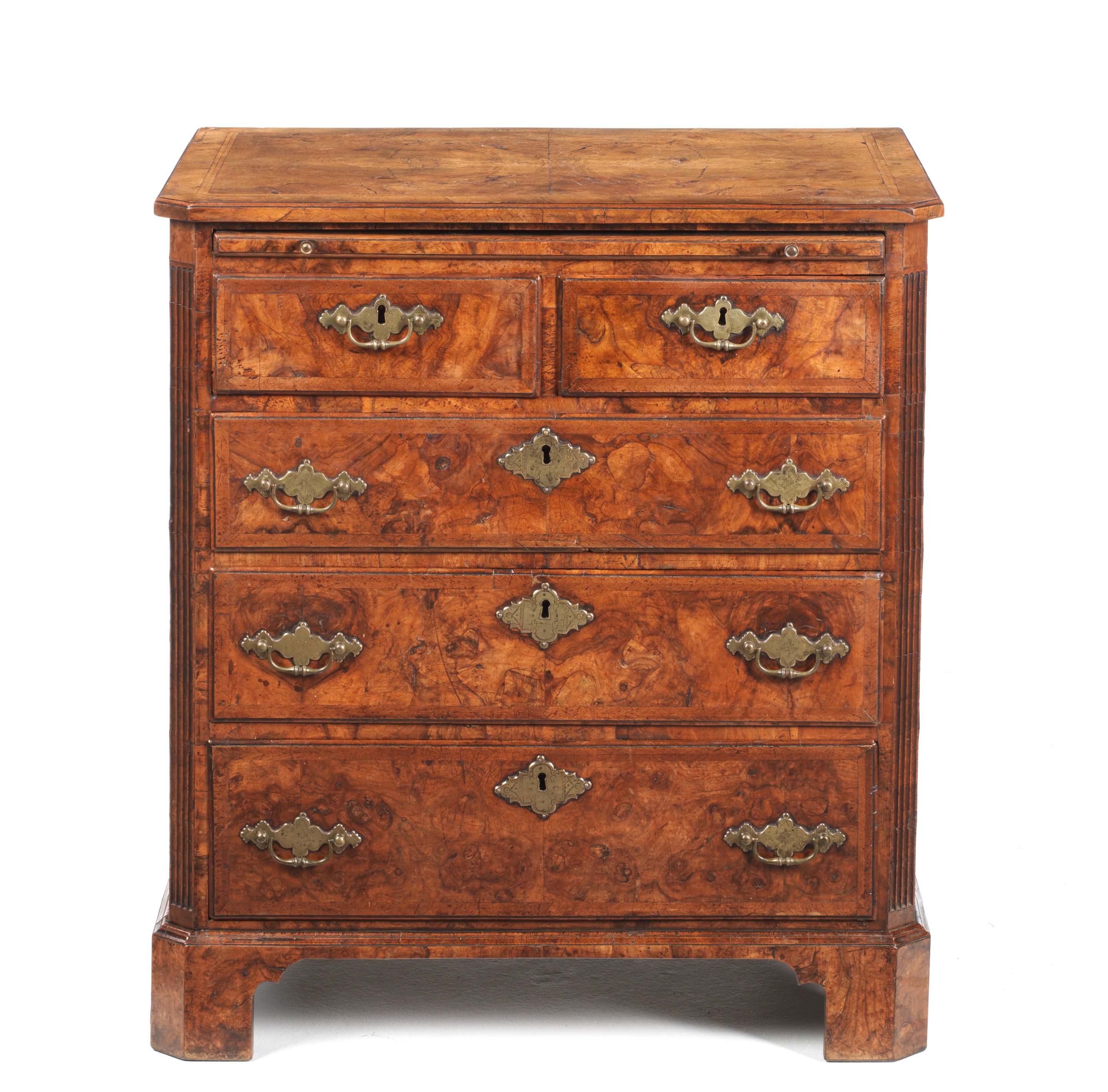 Bonhams : A small walnut, crossbanded and featherbanded chest