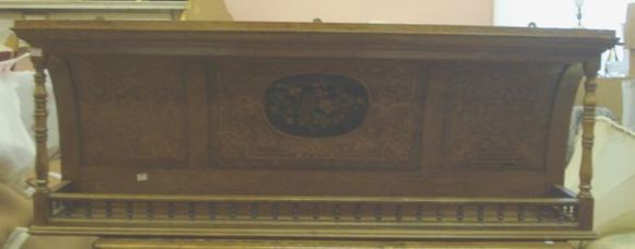 Bonhams : A late Victorian inlaid walnut overmantle shelf, the concave ...