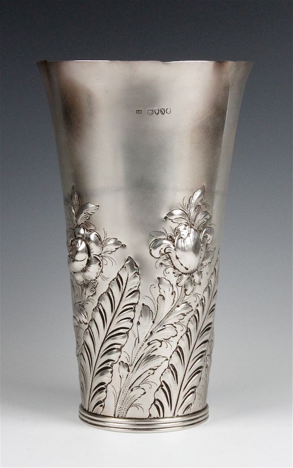 Bonhams : A Victorian silver flower vase by Susanah Brasted, London 1888