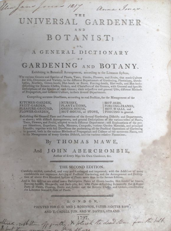 Bonhams : MAWE (THOMAS) and JOHN ABERCROMBIE The Universal Gardener and ...