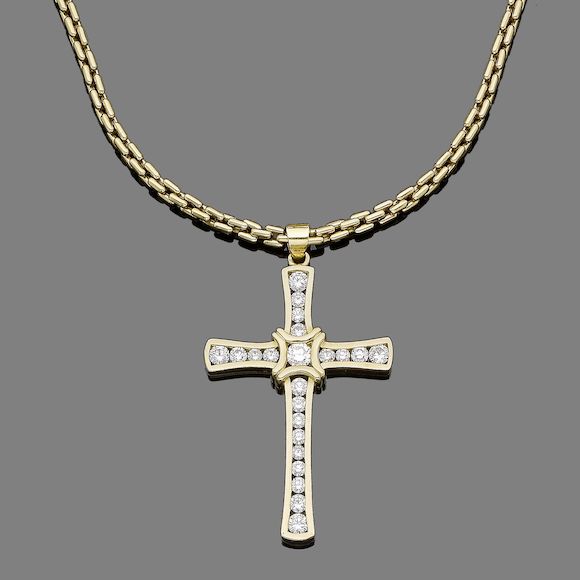 Bonhams : A diamond cross pendant, by Boodles
