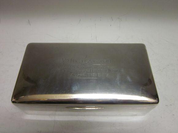 Bonhams : A rectangular cigarette box, by Walker and Hall, Sheffield 1934,