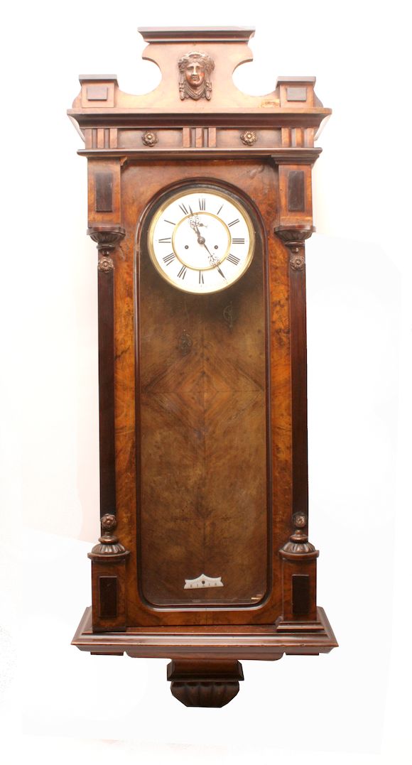 Bonhams : An Edwardian walnut Vienna style wall clock