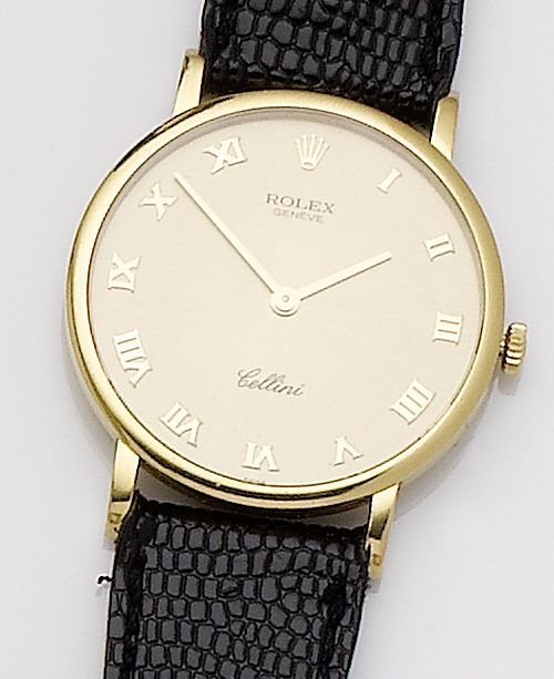 Bonhams : Rolex. An 18ct gold manual wind wristwatchCellini, Ref:6112 ...
