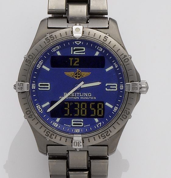 Bonhams : Breitling. A titanium digital and analogue display ...