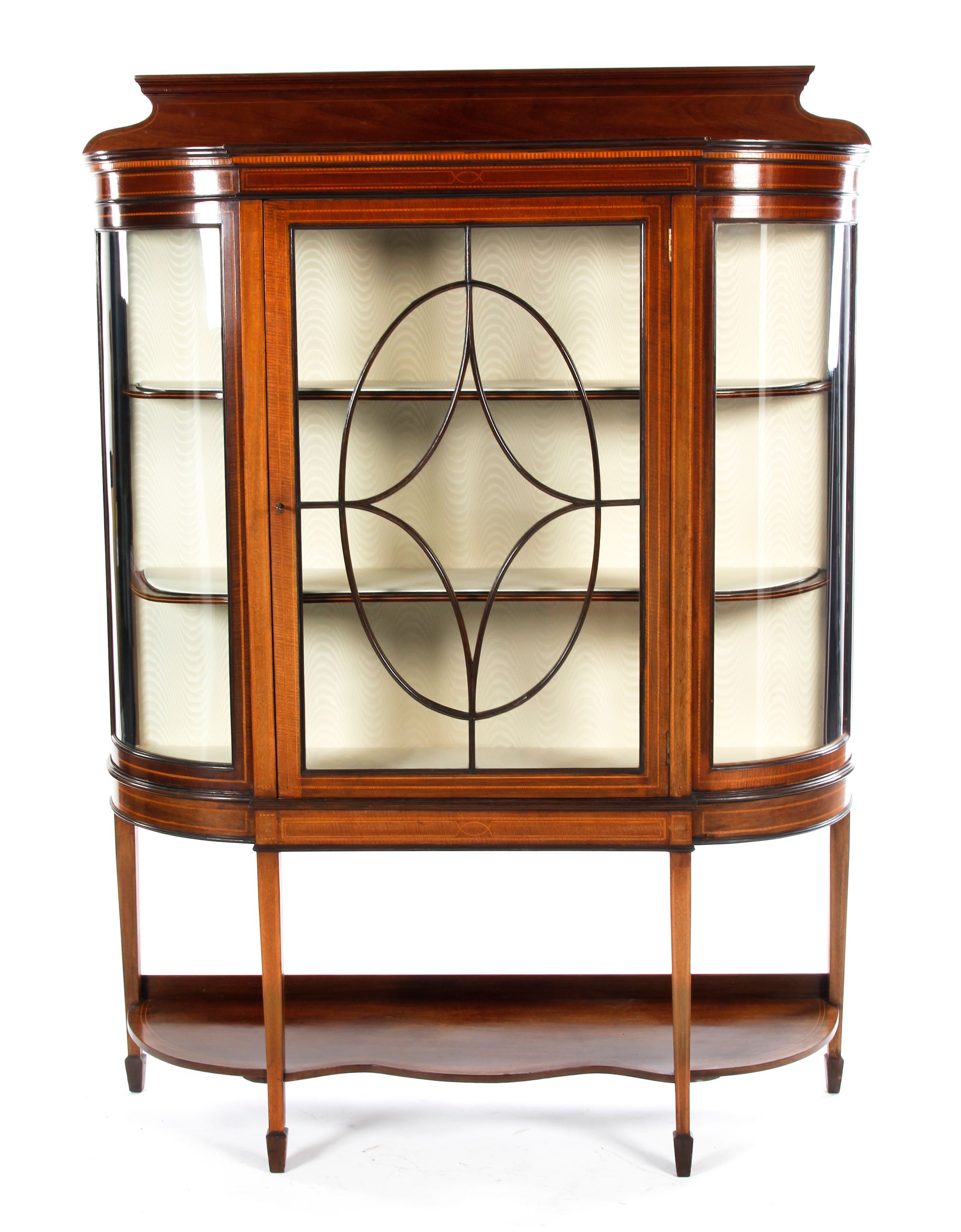Bonhams : A Victorian mahogany and inlaid breakfront display cabinet