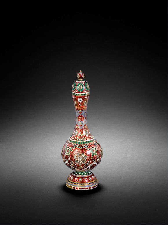 Bonhams : A diamond-set enamelled gold Flask India, first half of 20th ...