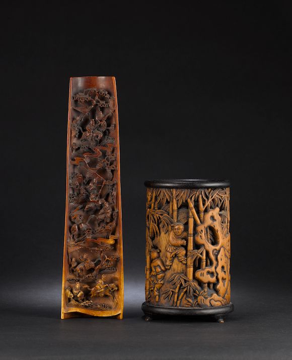 Bonhams : A stained ivory wrist-rest 19th or 20th century