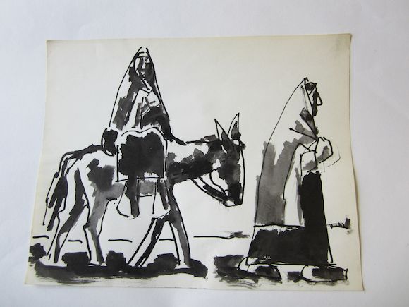 Bonhams : Josef Herman R.A. (British, 1911-2000) Mary on a donkey led ...