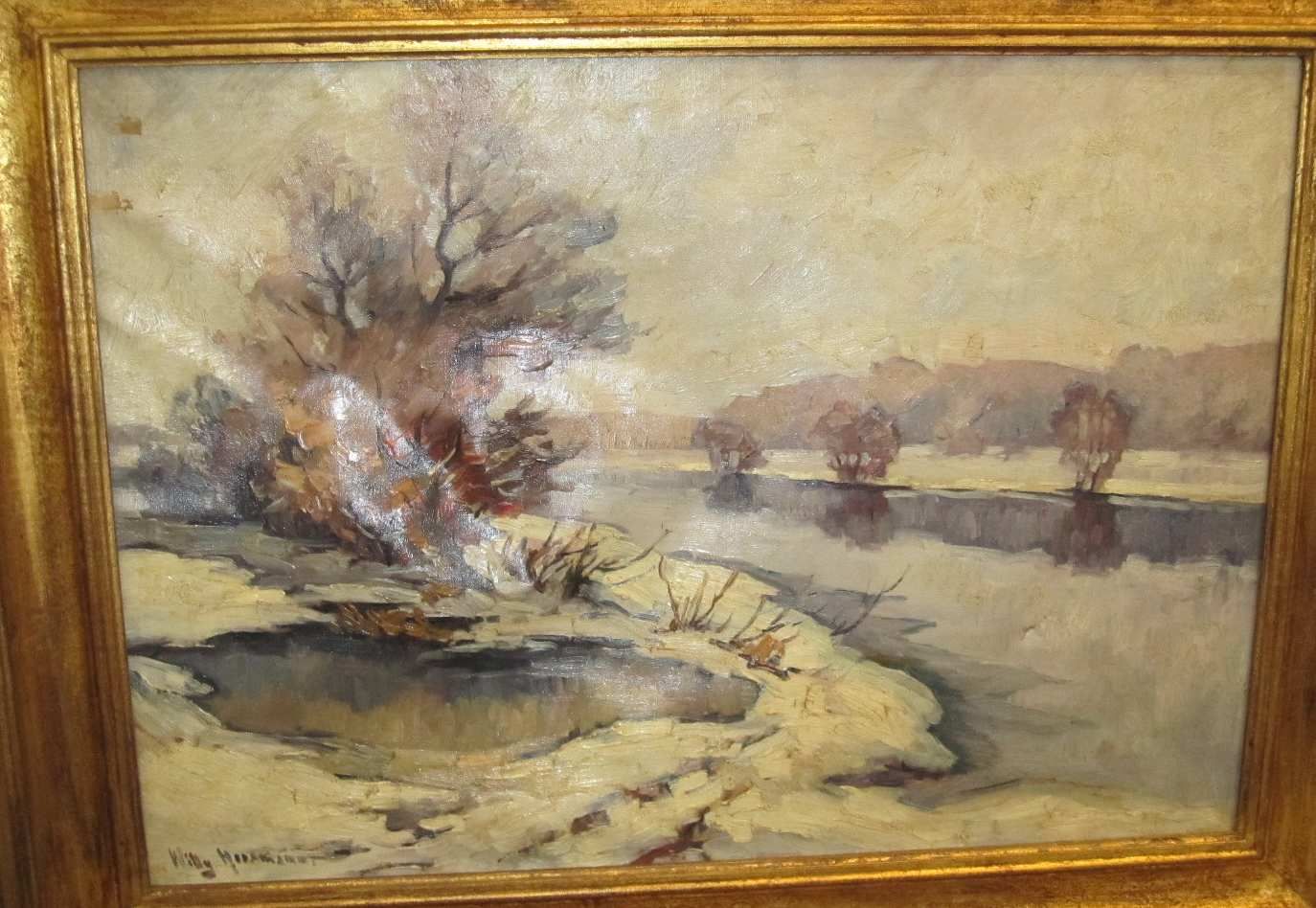 Bonhams : Willy Herrmann (German, 1895-1963) A winter landscape 47x68cm