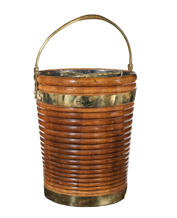 Bonhams : A Regency Irish mahogany and brass bound peat bucket