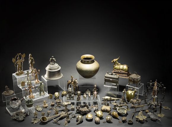 Bonhams : A collection of brass and bronze Objects including deities ...