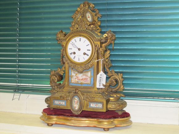 Bonhams : French gilt bronze and porcelain mantel clock Henry Marc, Paris