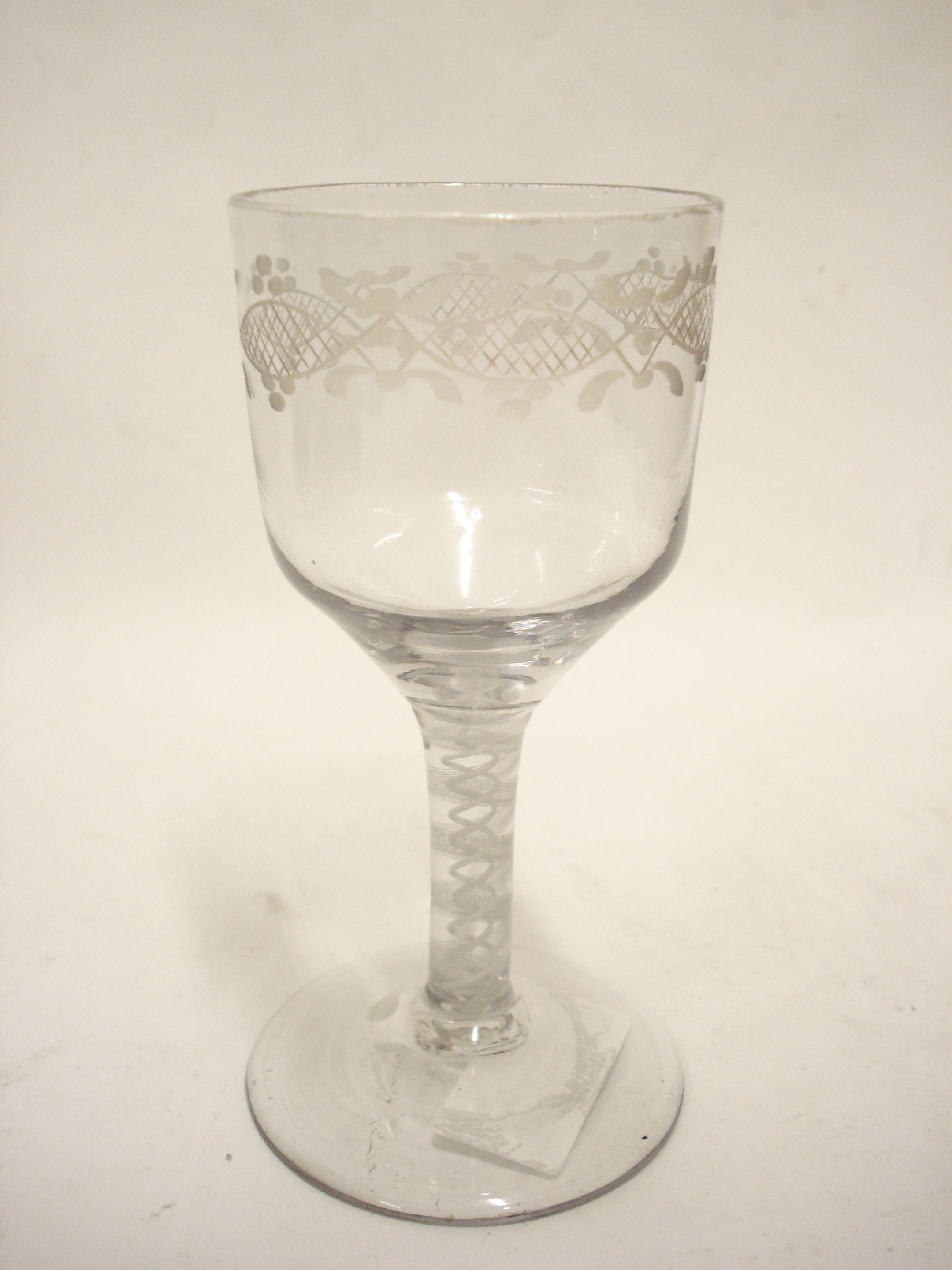 Bonhams : An engraved opaque twist goblet 19th century