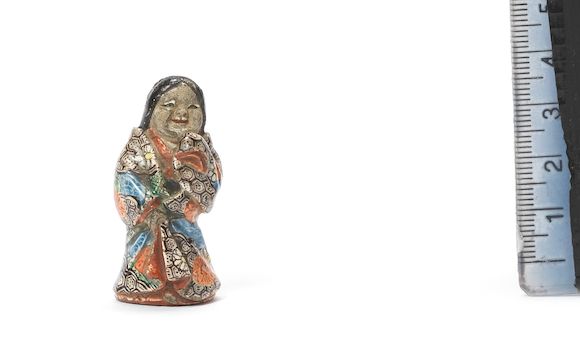 Bonhams : A pottery netsuke of Otafuku By Kenya, after a drawing by ...