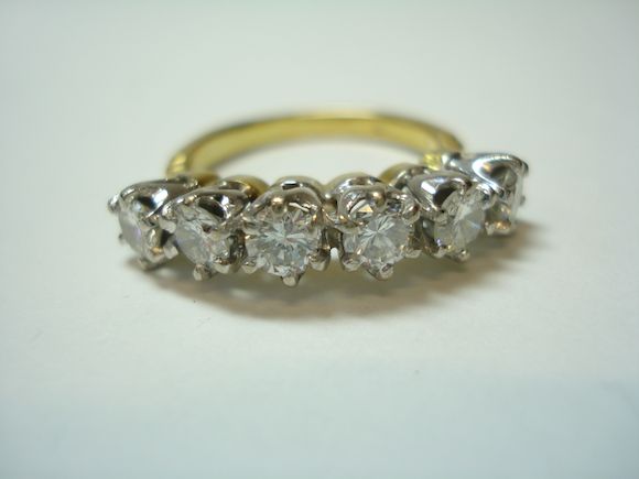 Bonhams : A diamond six-stone ring