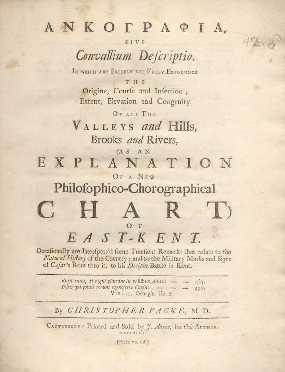 Bonhams : PACKE (CHRISTOPHER) Ankographia [Greek] sive Convallium ...