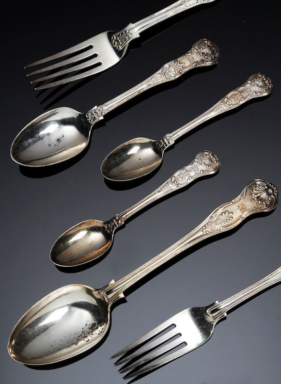 Bonhams : A Victorian composite canteen Queen's pattern flatware for ...