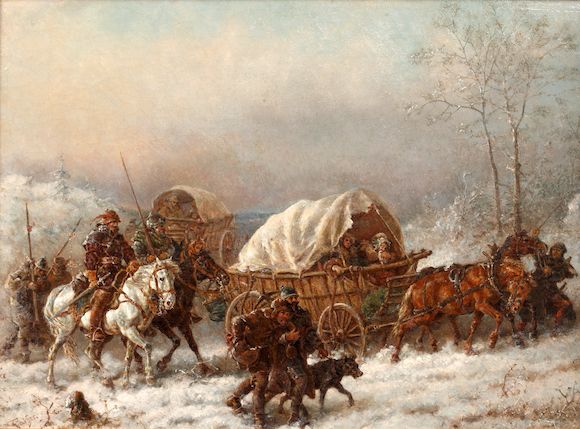 Bonhams : Friedrich Kaiser (German, 1815-1890) Winter Scene, with ...