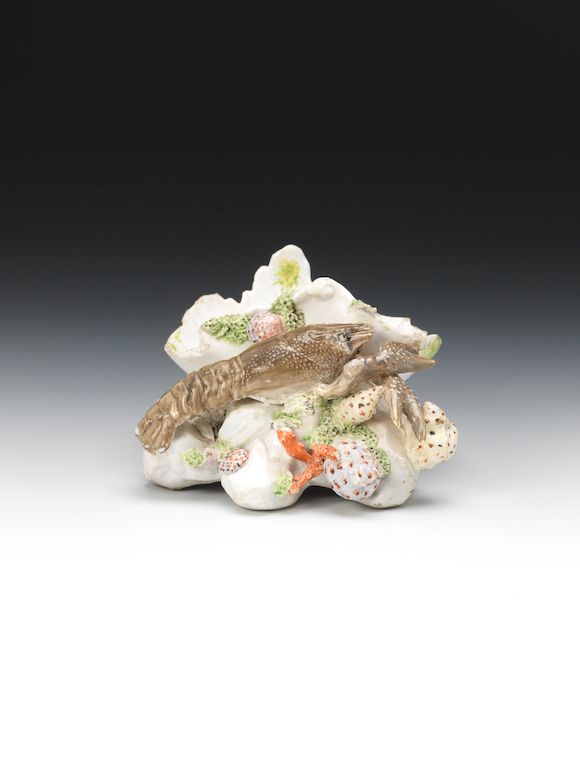 Bonhams : A Chelsea crayfish salt, circa 1750-52