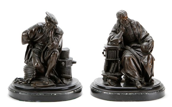 Bonhams : A pair of late 19th century French bronze figures of an ...