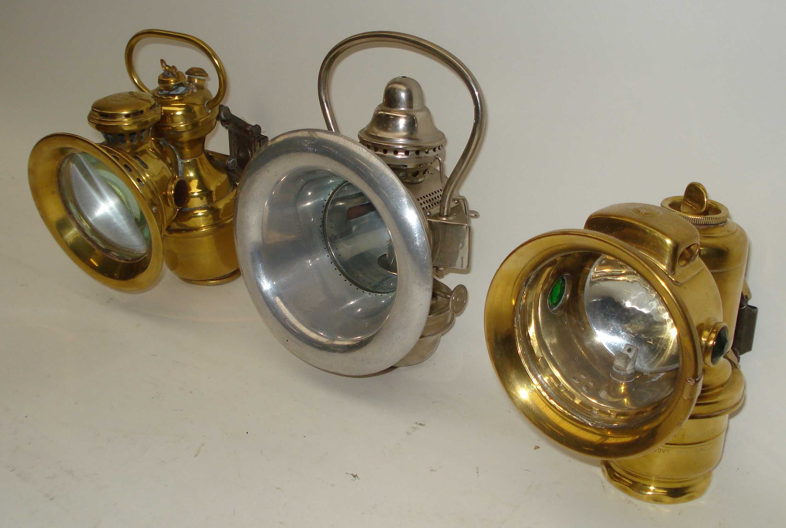 Bonhams Cars : Three self generating acetylene bicycle lamps,