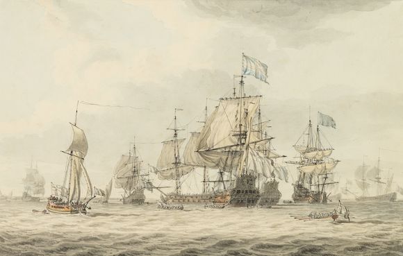 Bonhams : Dominic Serres (1722-1793) A Squadron of the Fleet making ...