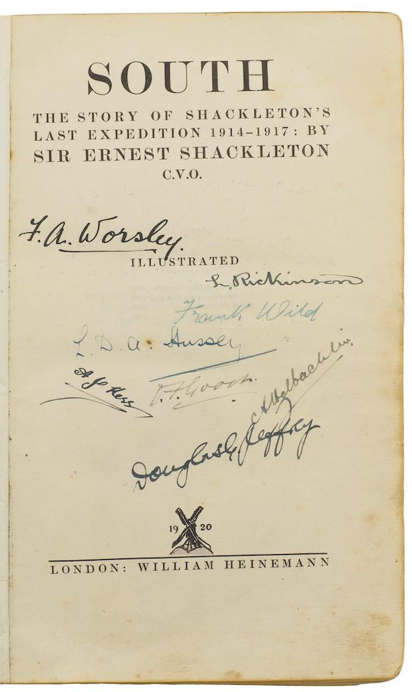 Bonhams : SHACKLETON (ERNEST HENRY) South. The Story of Shackleton's Last Expedition 1914-17 ...
