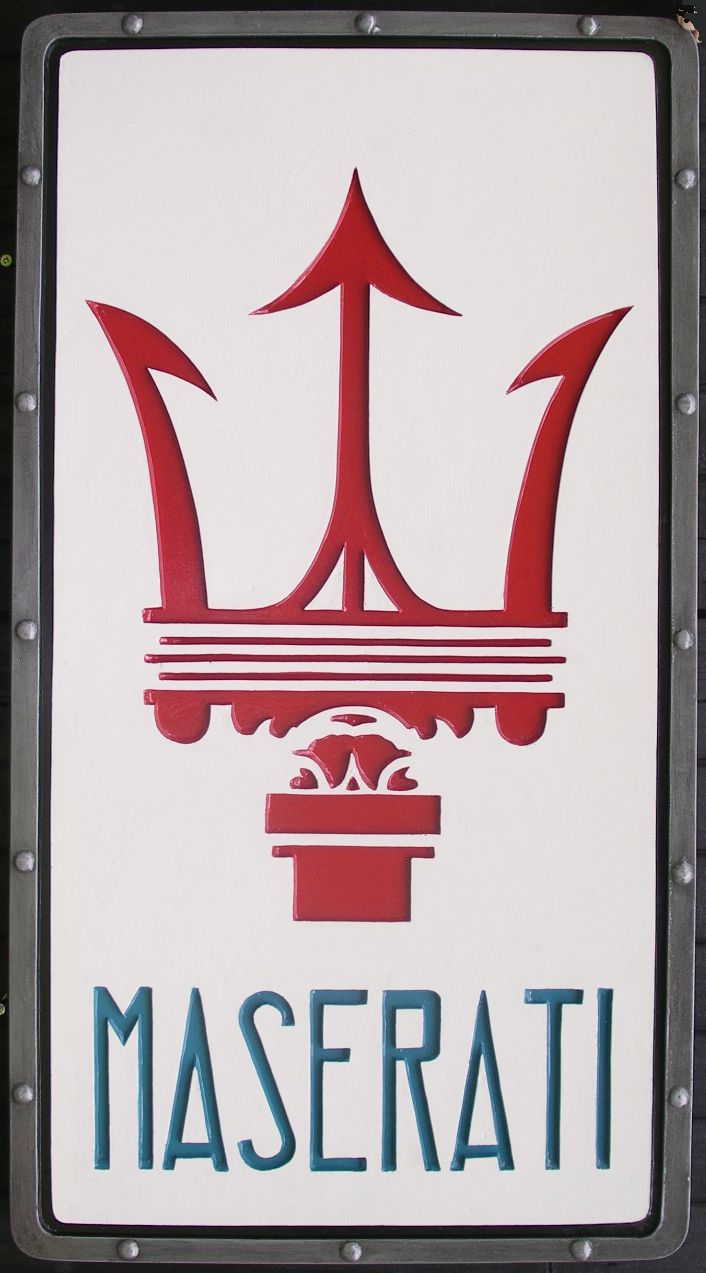 Bonhams Cars : A Maserati garage display emblem,