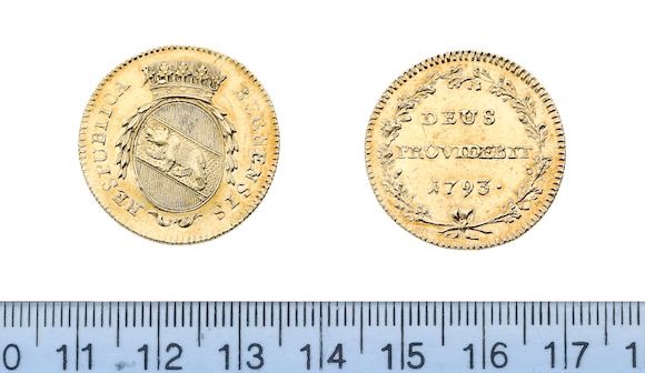 Bonhams : Swiss Cantons, Bern, Duplone, 1793, crowned oval arms of Bern ...
