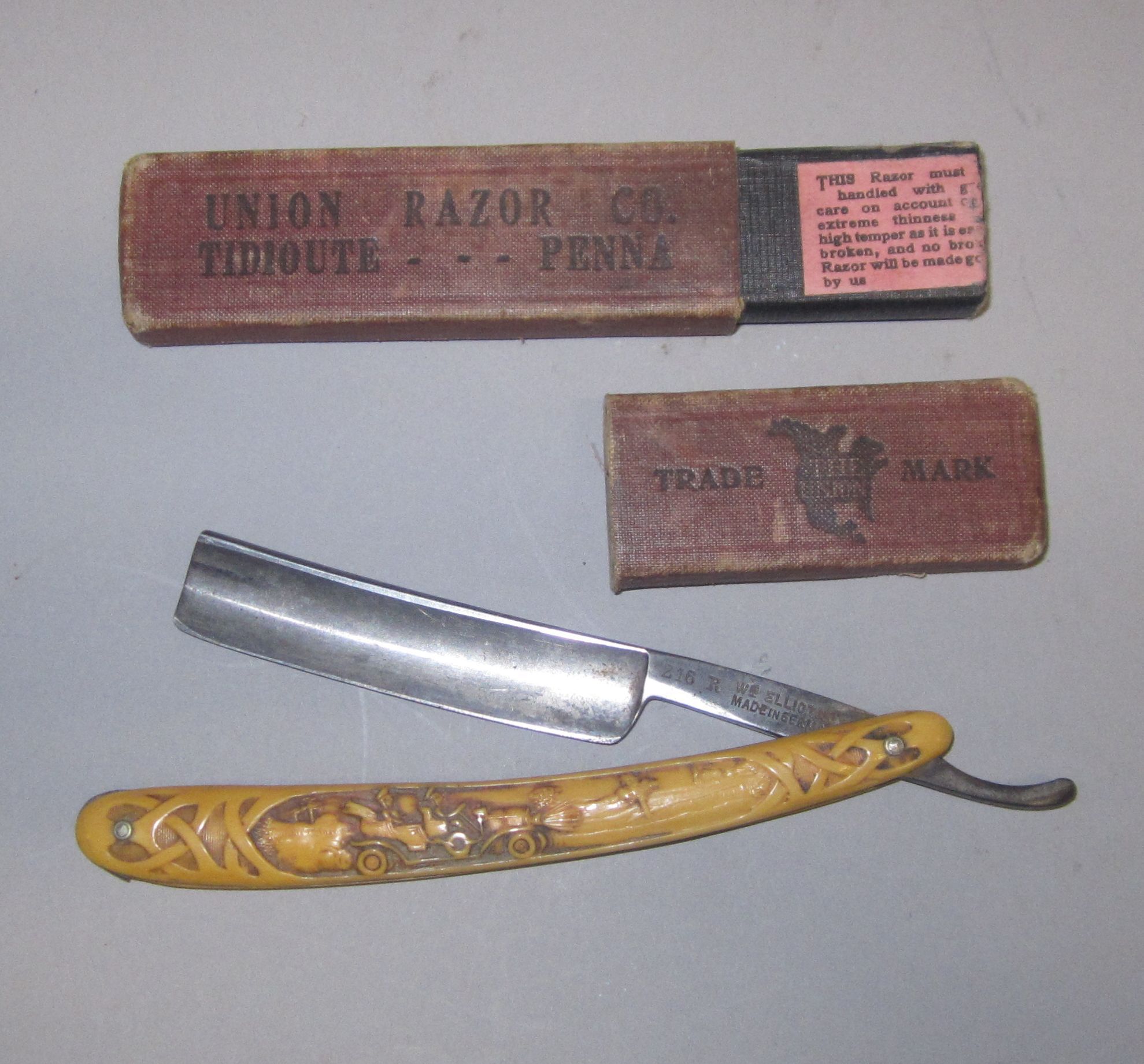 Bonhams Cars : A straight razor with decorated motoring scene to handle ...