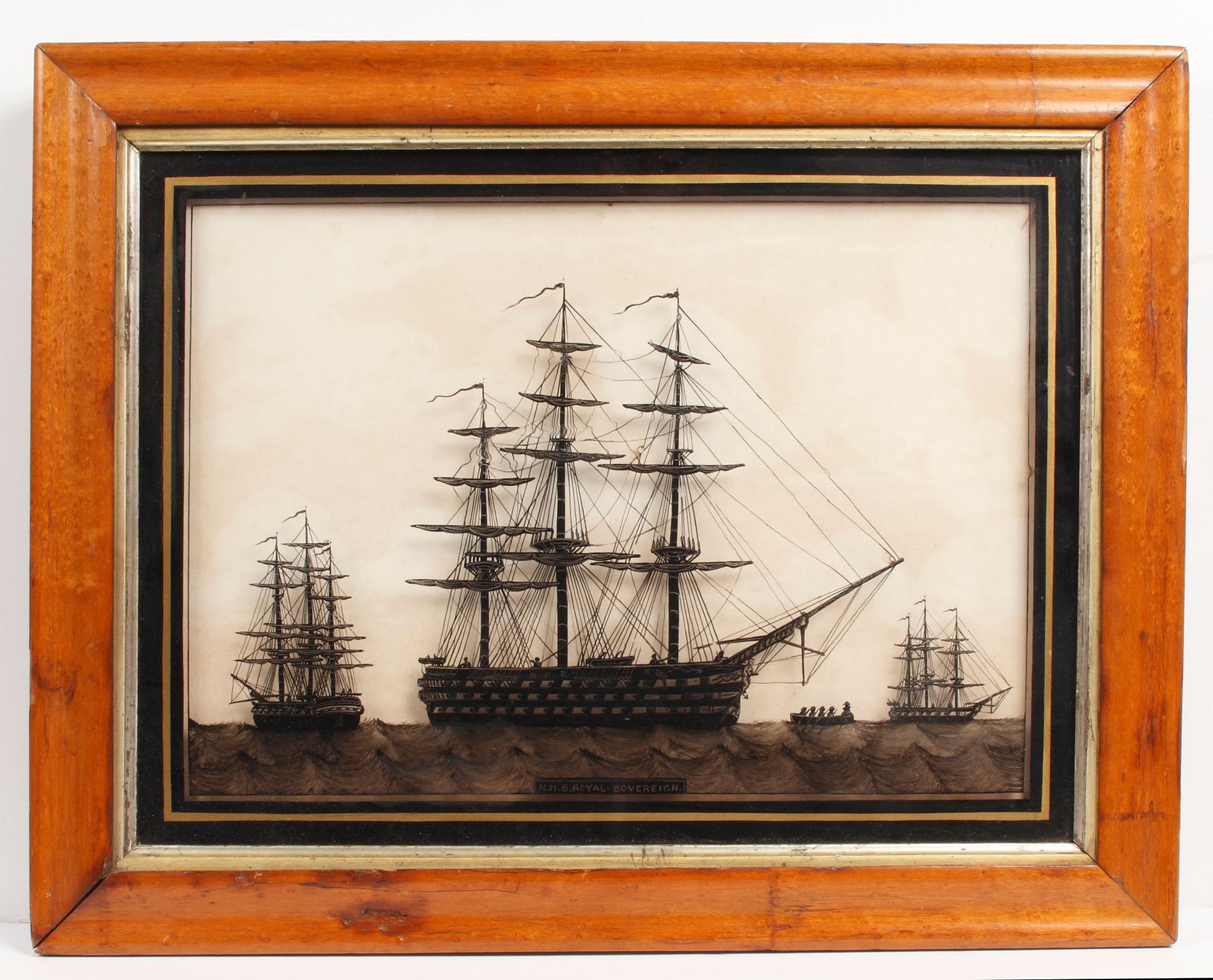 Bonhams : A 19th century monochrome reverse glass painting of HMS Royal ...