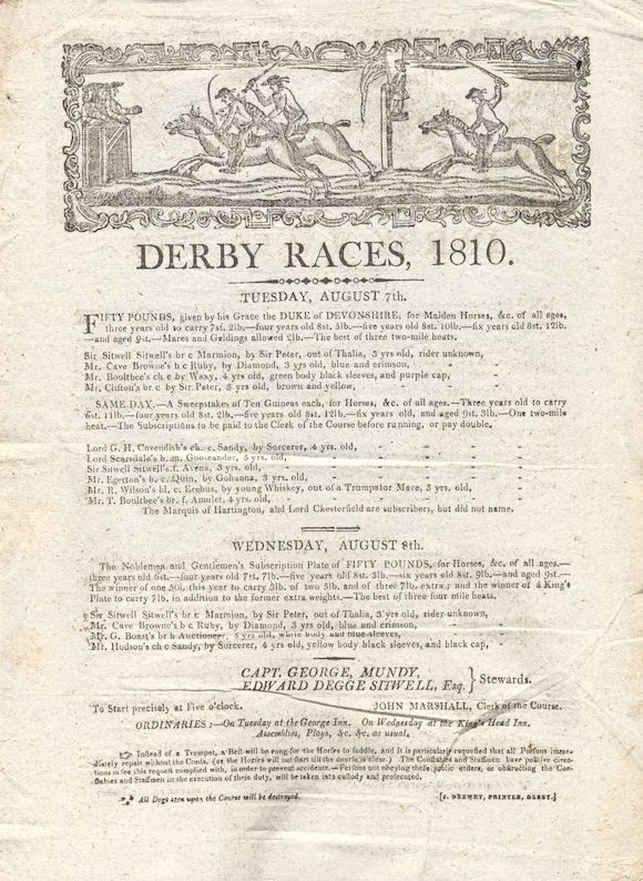 Bonhams : HORSE RACING - BROADSIDE ADVERTISEMENTS A collection of ...