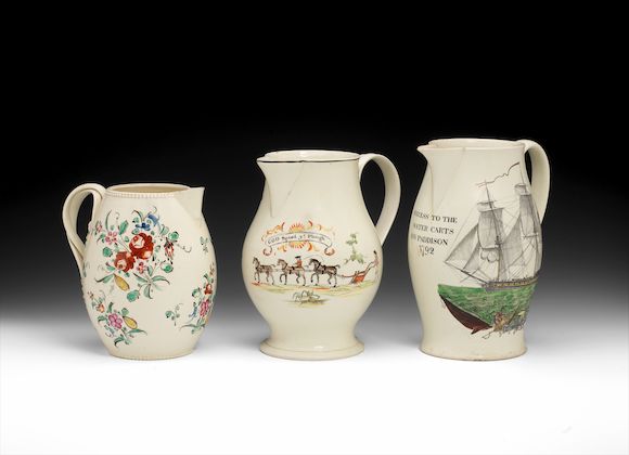 Bonhams : Two creamware jugs, circa 1770-90