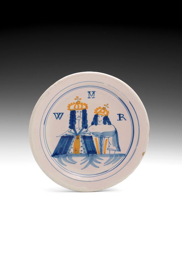 Bonhams : A London delftware plate of William and Mary, circa 1690