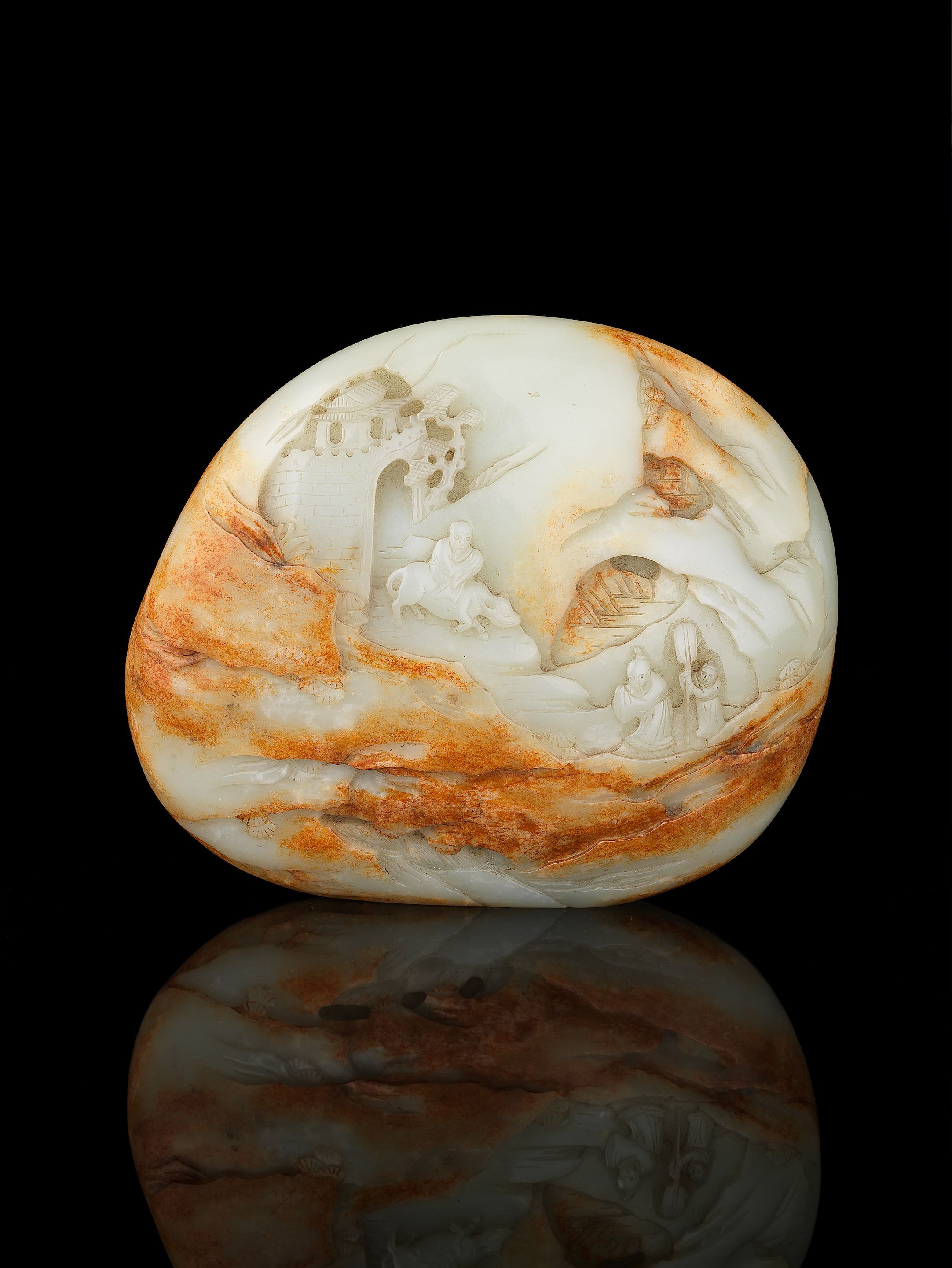 Bonhams : A white and russet jade boulder Qianlong/Jiaqing