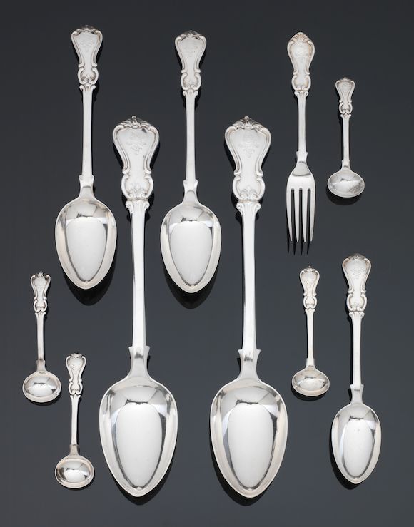 Bonhams : A Victorian silver single struck Albert pattern table service ...