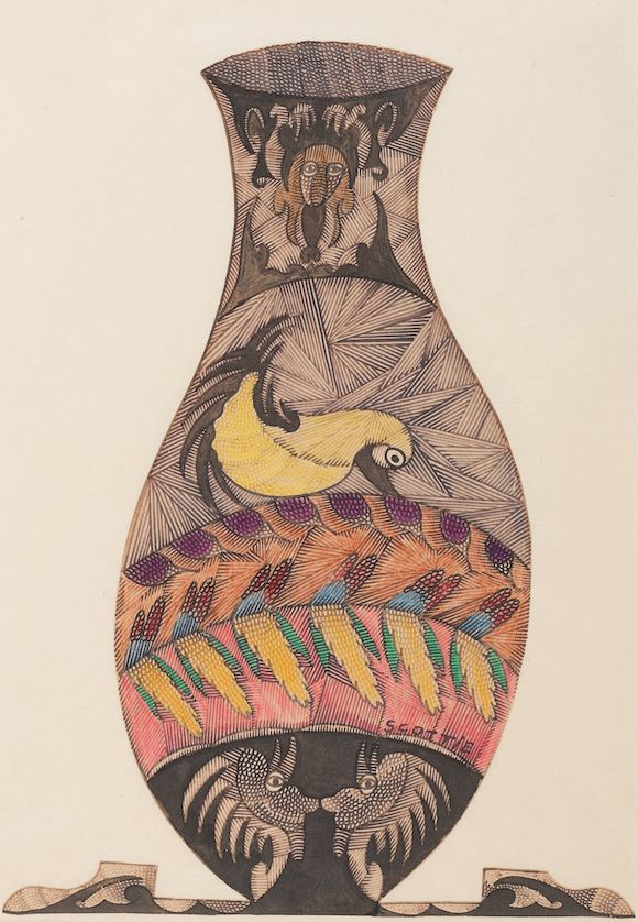 Bonhams : Scottie Wilson, RSA RSW (British, 1889-1972) 38 x 26 cm. (14 ...